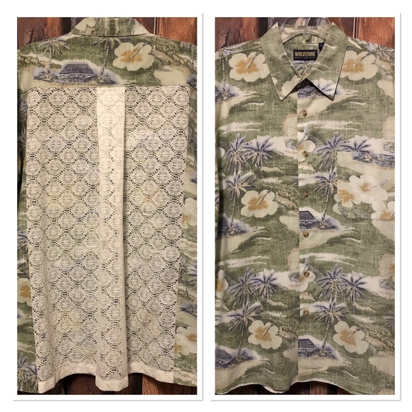 Wolverine | Tops | Xl Hawaiian Custom Lace Shirt | Poshmark